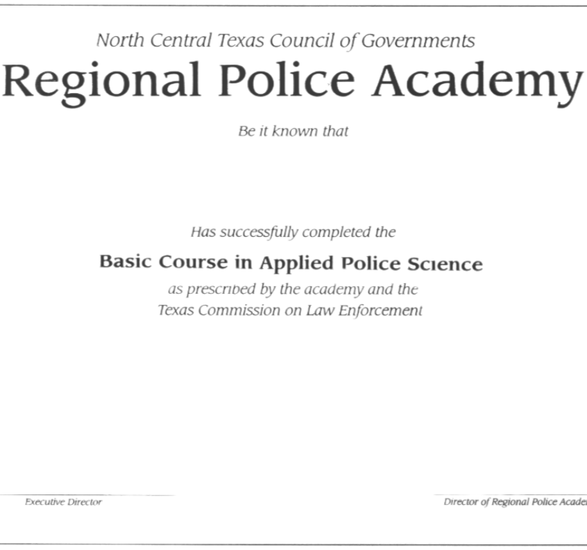 North Central Texas Council of Governments: Graduation Certficate